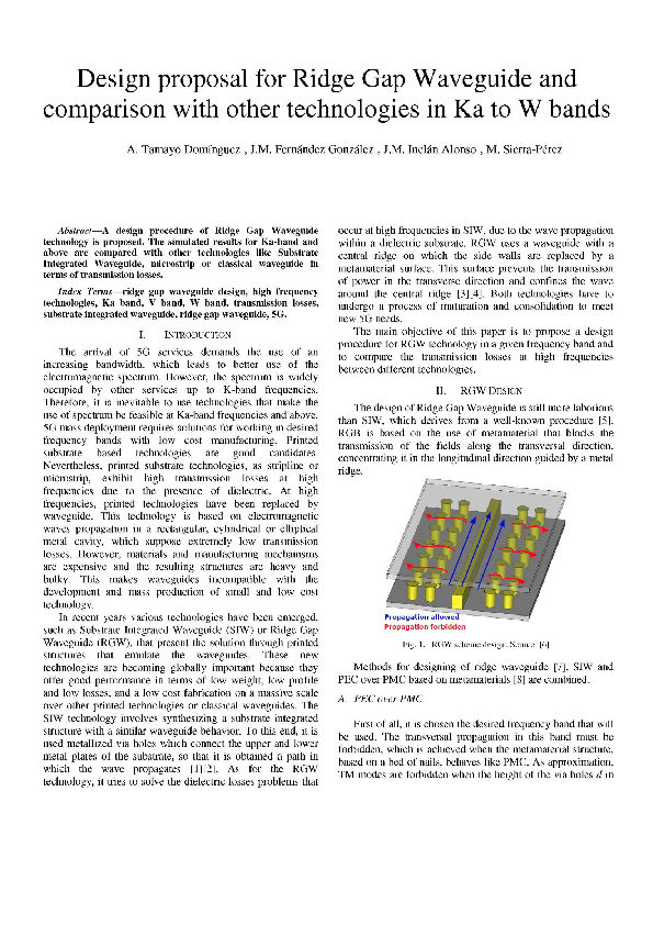 (PDF) Design proposal for Ridge Gap Waveguide and comparison with other ...