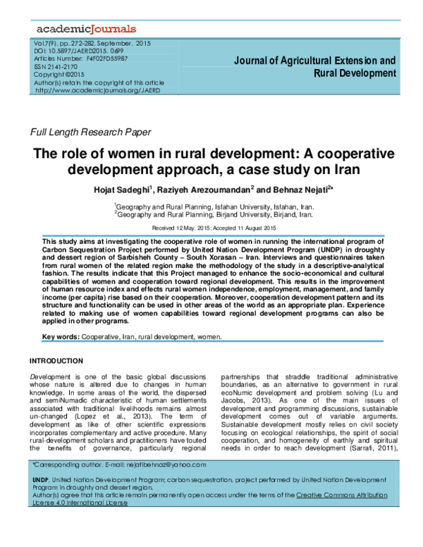 (PDF) The role of women in rural development: A cooperative development ...