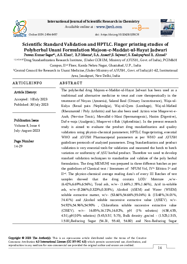 (PDF) Scientific Standard Validation and HPTLC. Finger printing studies ...
