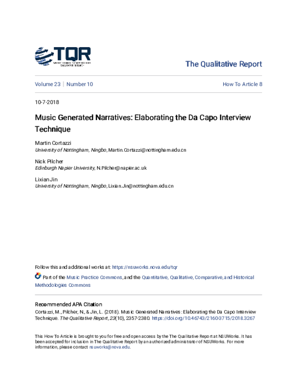 (PDF) Music Generated Narratives: Elaborating the Da Capo Interview ...