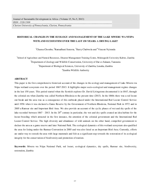 (PDF) Historical Changes in the Ecology and Management of the Lake ...