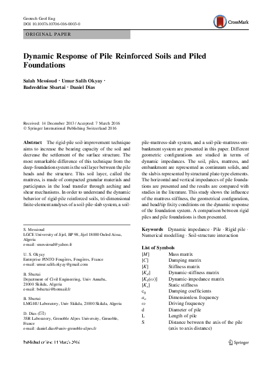 (PDF) Dynamic Response of Pile Reinforced Soils and Piled Foundations