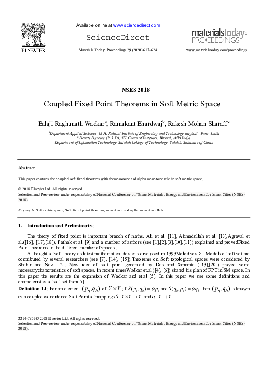 Pdf Coupled Fixed Point Theorems In Soft Metric Space