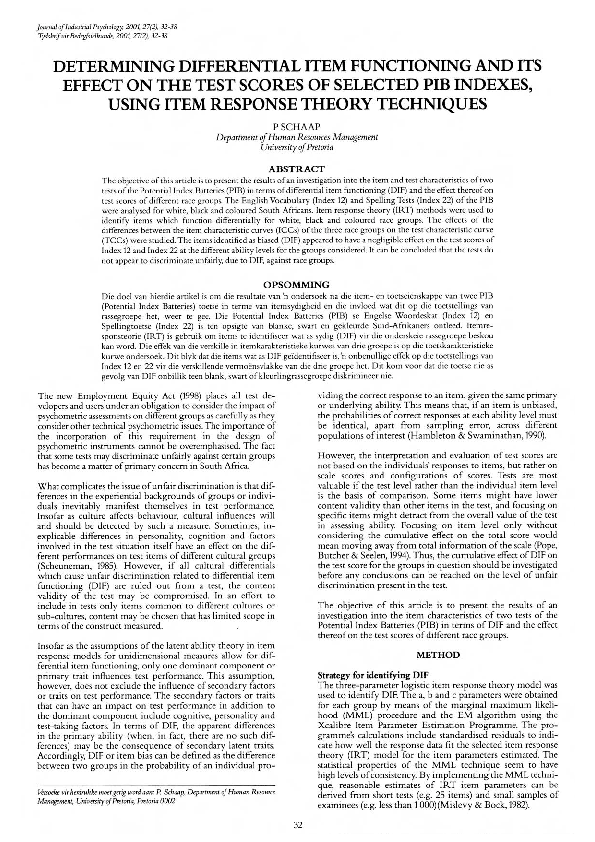 (PDF) Determining differential item functioning and its effect on the ...