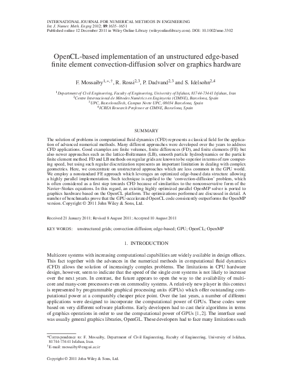 Pdf Opencl‐based Implementation Of An Unstructured Edge‐based Finite Element Convection 