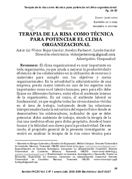 (PDF) Terapia De La Risa Como Técnica Para Potenciar El Clima Organizacional