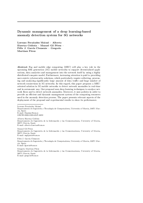Pdf Dynamic Management Of A Deep Learning Based Anomaly Detection