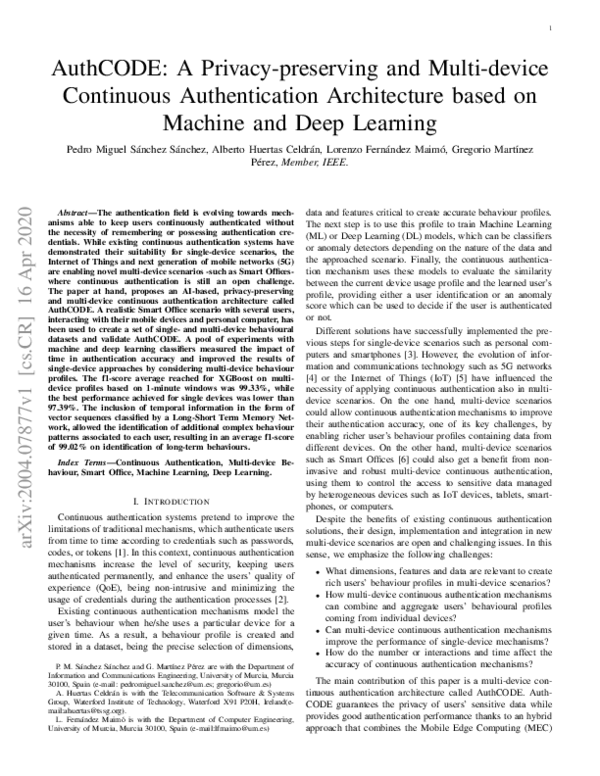 (PDF) AuthCODE: Multi-Device Continuous Authentication