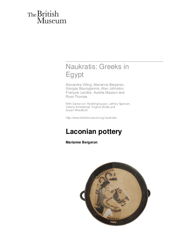 (PDF) Naukratis: Greeks in Egypt Laconian Pottery