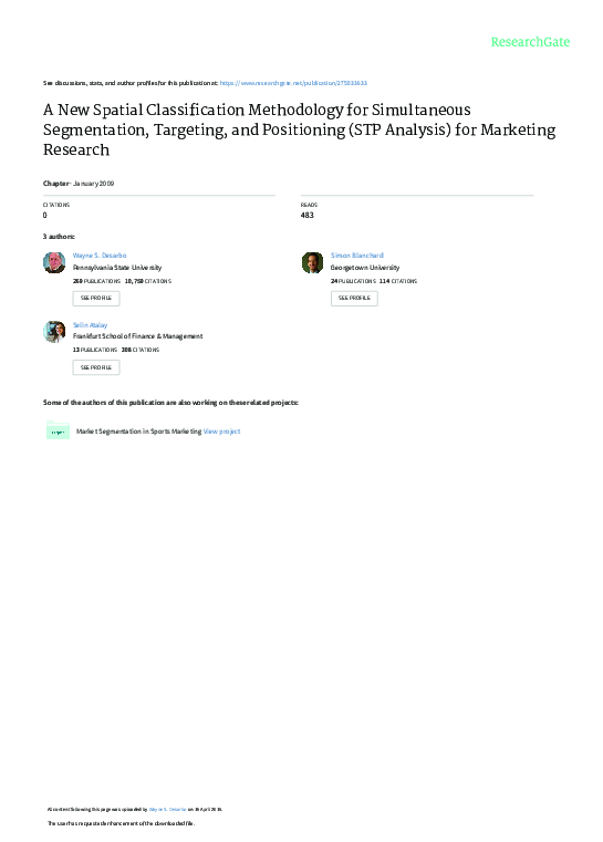 (PDF) A New Spatial Classification Methodology for Simultaneous Segmentation, Targeting, and ...