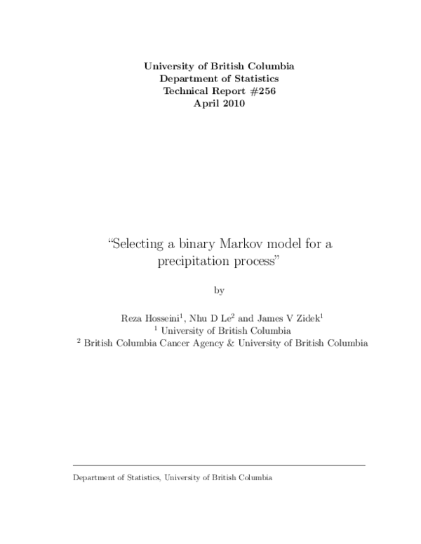 (PDF) Selecting a binary Markov model for a precipitation process | Reza Milani - Academia.edu