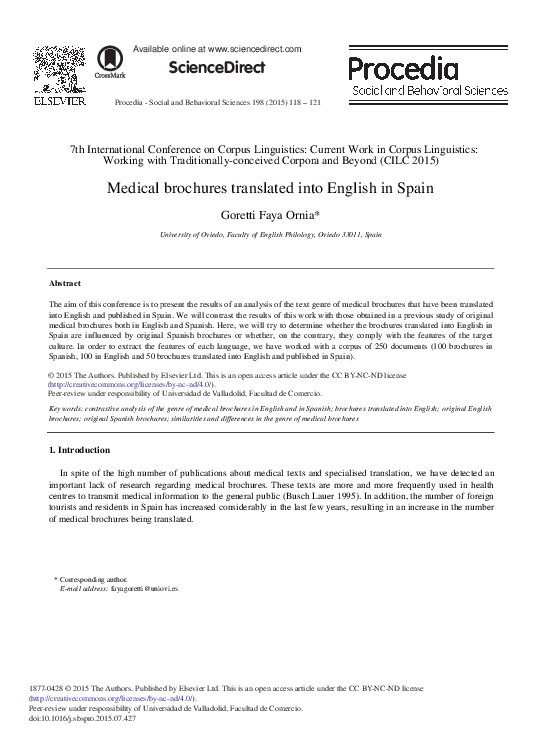 (PDF) Medical Brochures Translated into English and Their Comparison ...