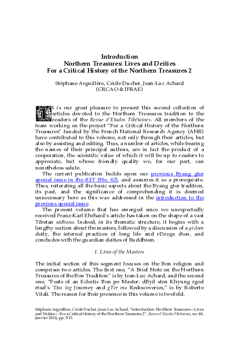 (PDF) Introduction: Northern Treasures-Lives and Deities-For a Critical ...