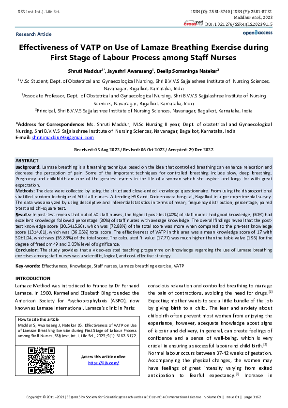 (PDF) Effectiveness of VATP on Use of Lamaze Breathing Exercise during ...