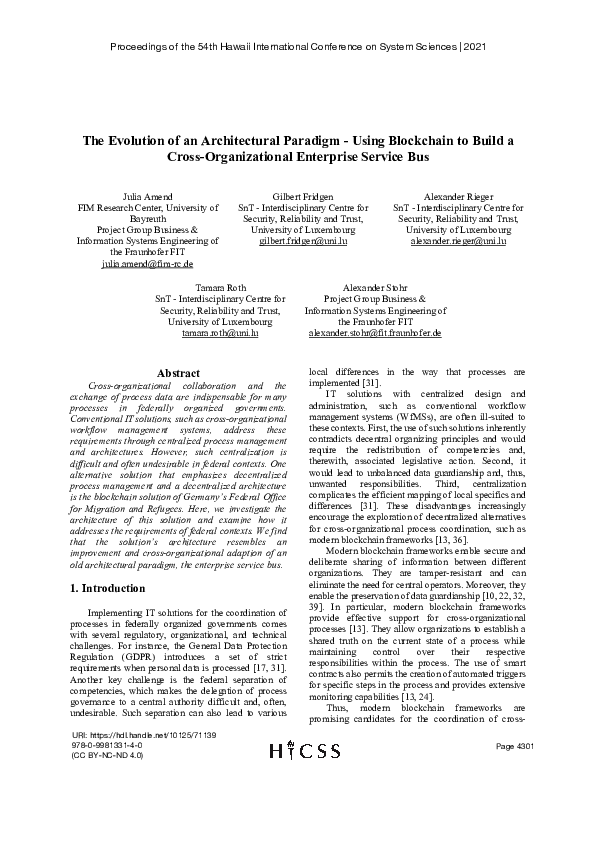Pdf The Evolution Of An Architectural Paradigm Using Blockchain To
