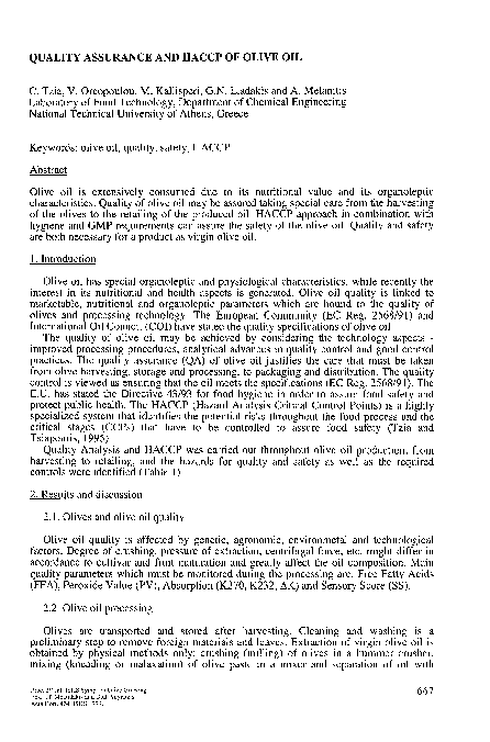 (PDF) Quality Assurance and Haccp of Olive Oil | Vasso Oreopoulou ...