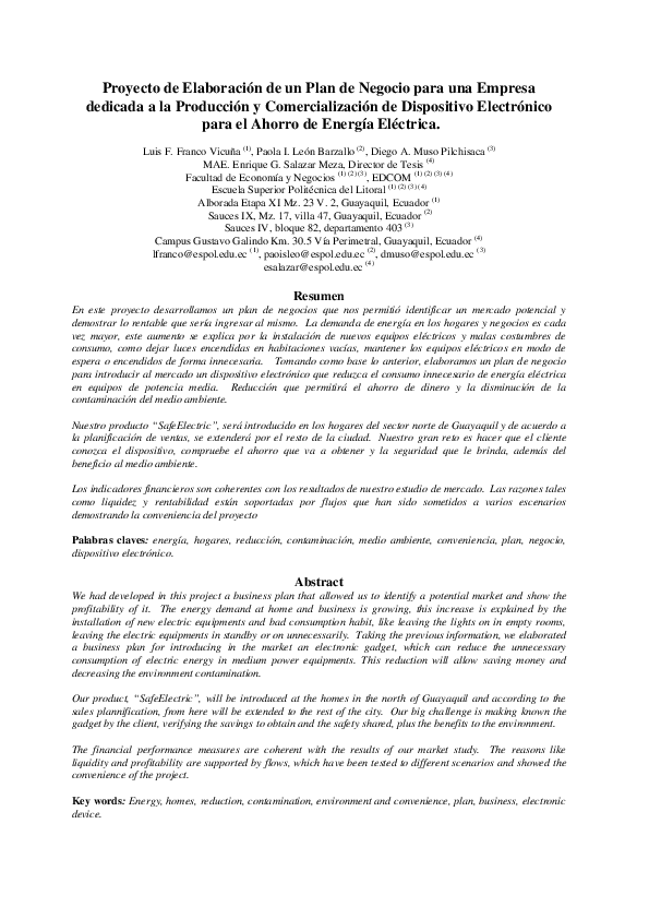 (PDF) Proyecto de elaboración de un plan de negocio para una empresa