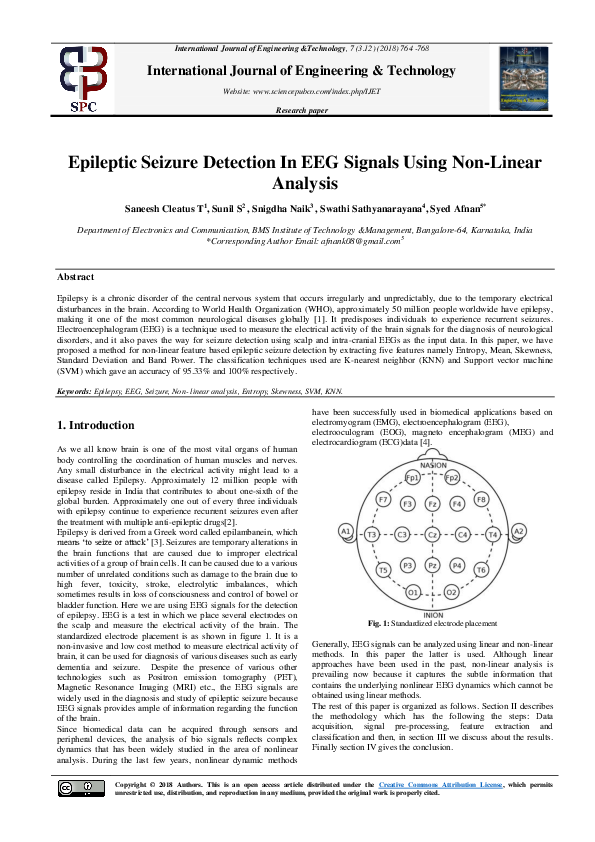 (PDF) Epileptic Seizure Detection In EEG Signals Using Non-Linear Analysis