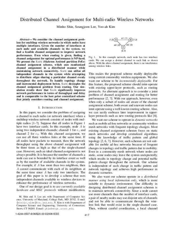(PDF) Distributed Channel Assignment for Multi-radio Wireless Networks