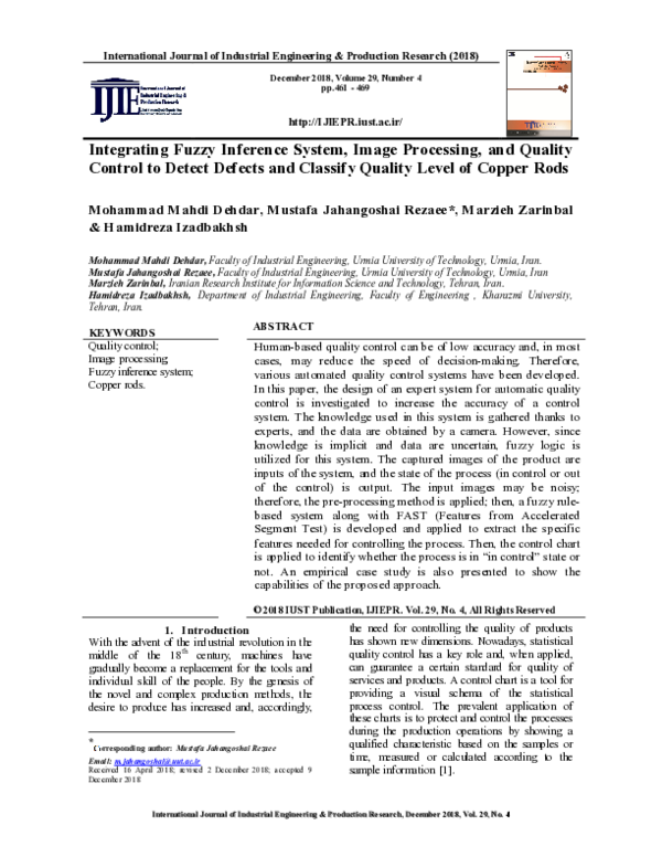 (PDF) Integrating Fuzzy Inference System, Image Processing and Quality ...