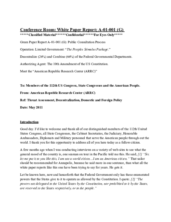 (DOC) Conference Room: White Paper Report; A-01-001 (G | John W ...