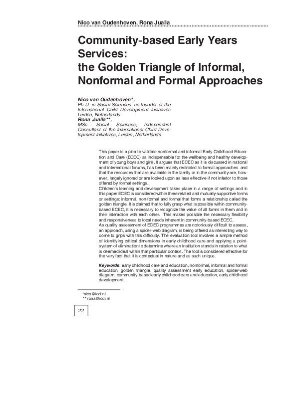 (PDF) Сommunity-based Early Years Services: the Golden Triangle of ...