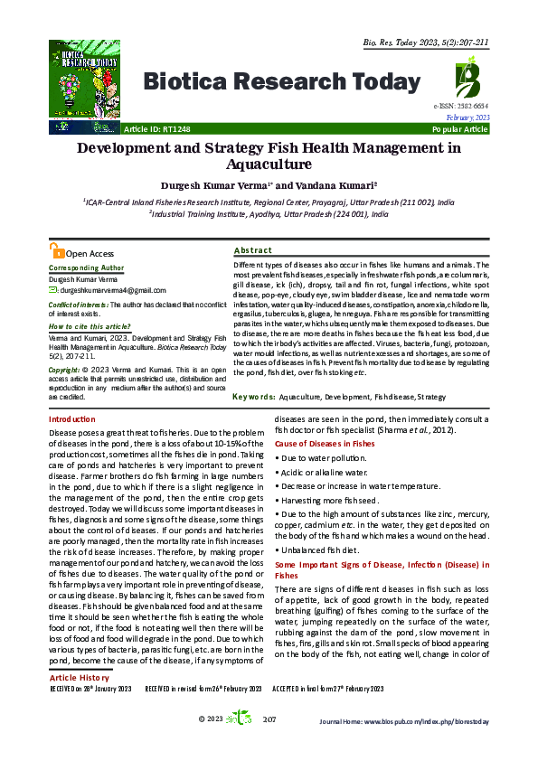 (PDF) Development and Strategy Fish Health Management in Aquaculture