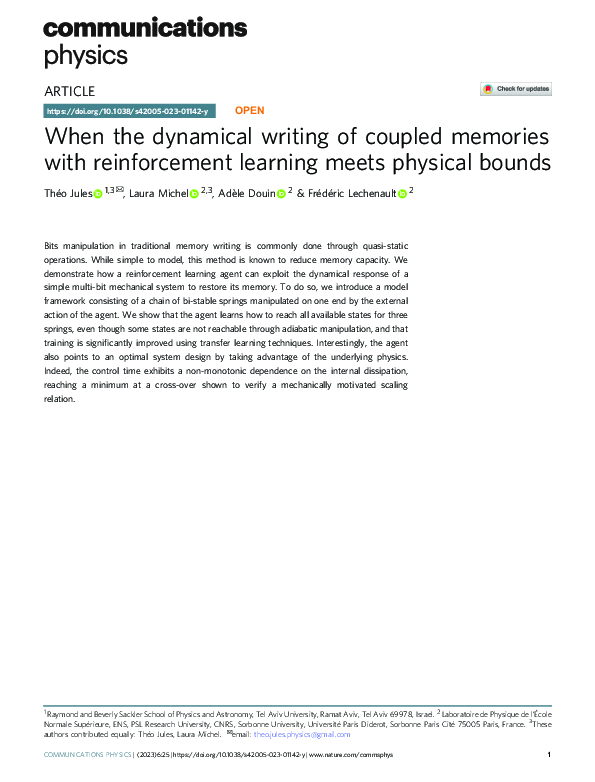 (PDF) When the dynamical writing of coupled memories with reinforcement learning meets physical ...