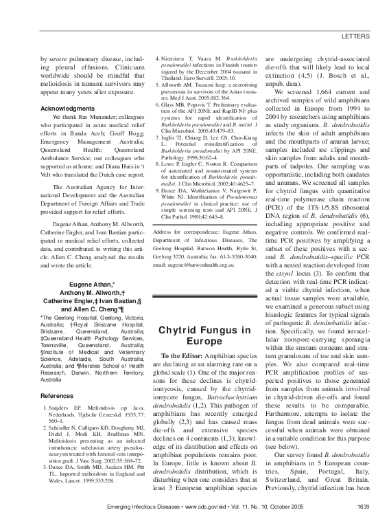 (PDF) Chytrid Fungus in Europe