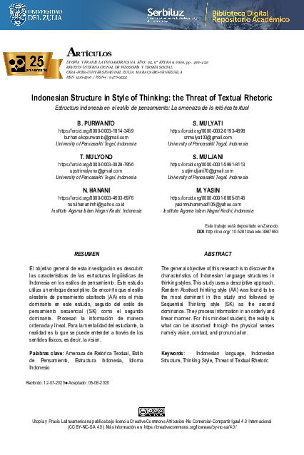 (PDF) Indonesian structure in style of thinking: The threat of textual ...