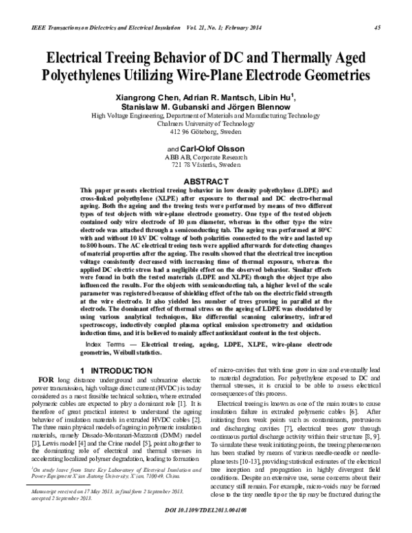 (PDF) Electrical treeing behavior of DC and thermally aged ...