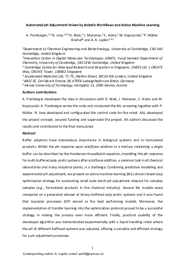 (PDF) Automated pH Adjustment Driven by Robotic Workflows and Active ...