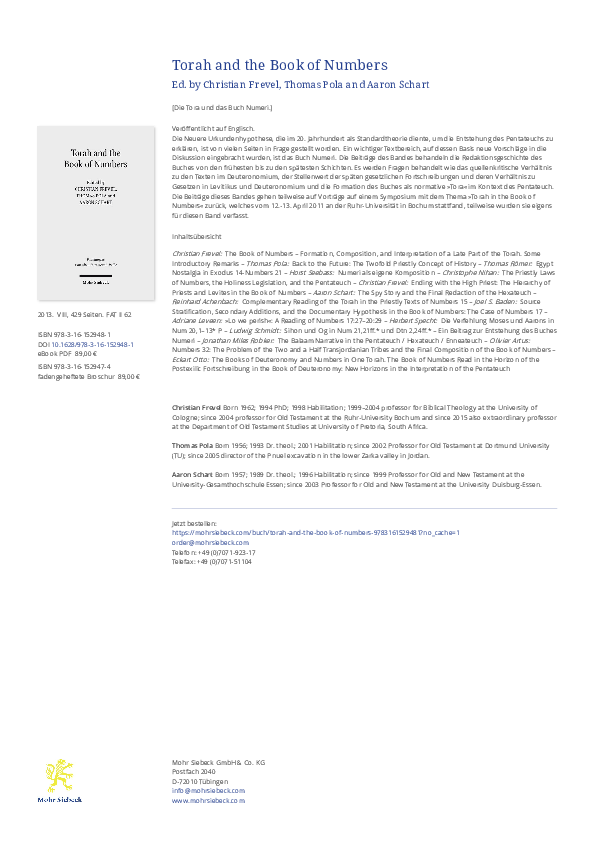 (PDF) Torah and the Book of Numbers