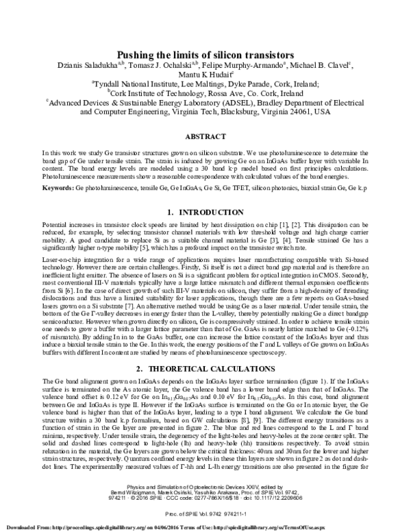 (PDF) Pushing the limits of silicon transistors