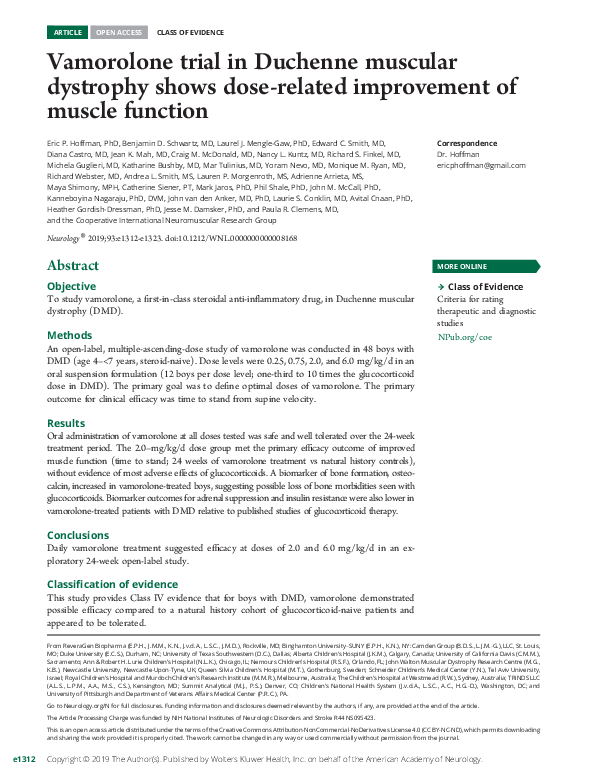(PDF) Vamorolone trial in Duchenne muscular dystrophy shows dose ...