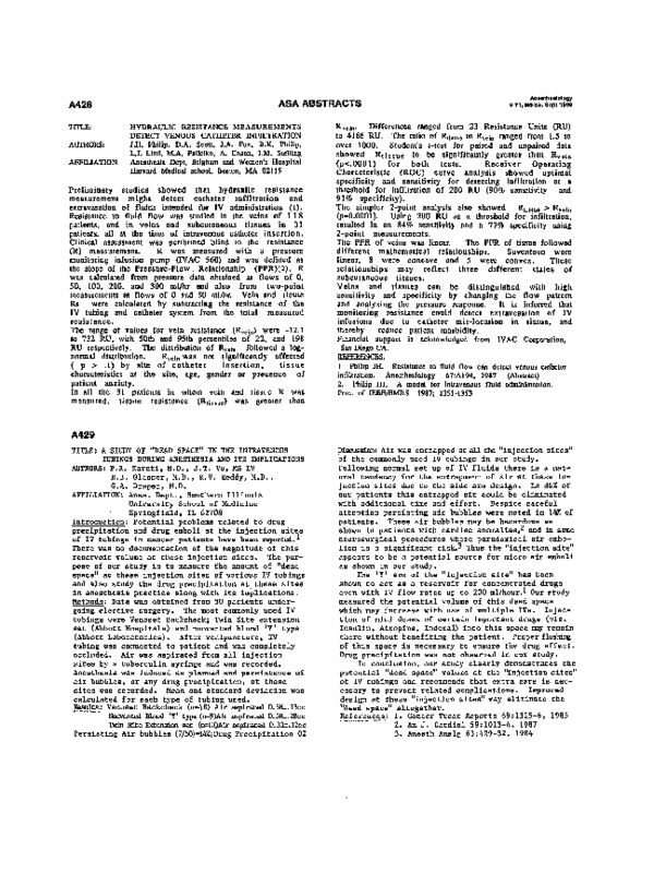 (PDF) Hydraulic Resistance Measurements Detect Venous Catheter Infiltration