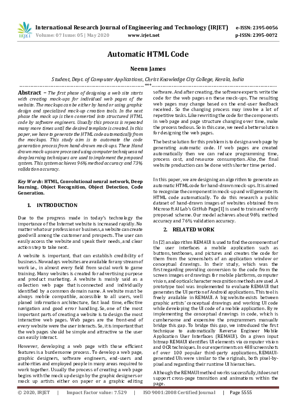 (PDF) Automatic HTML Code | Neenu James - Academia.edu