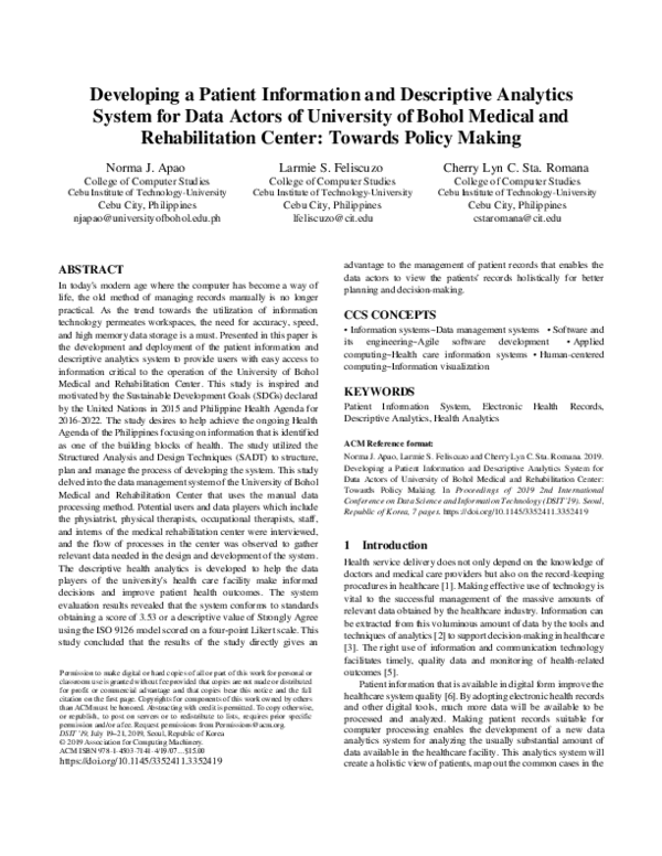 (PDF) Developing a Patient Information and Descriptive Analytics System ...