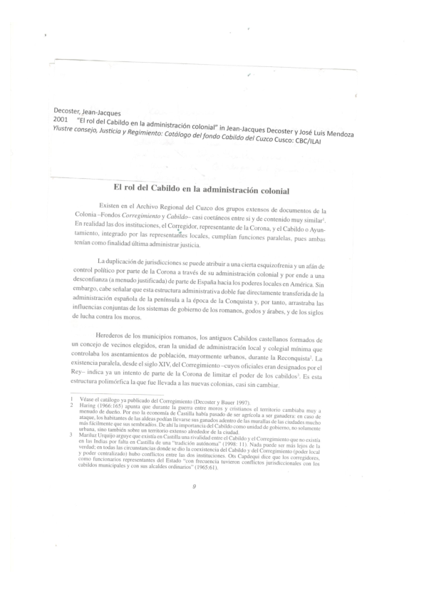 (PDF) “El rol del Cabildo en la administración colonial”