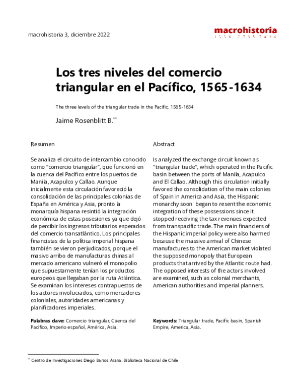 (PDF) Los tres niveles del comercio triangular en el Pacífico, 1565-1634