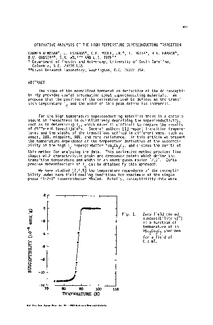(PDF) Derivative Analysis of the High Temperature Superconducting Transition