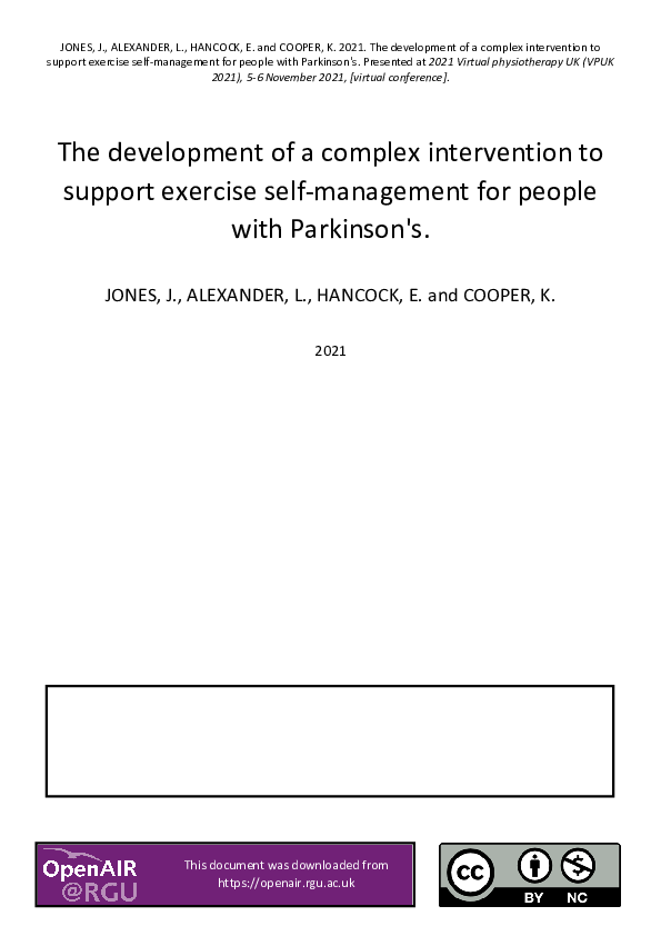 (PDF) The development of a complex intervention to support exercise ...