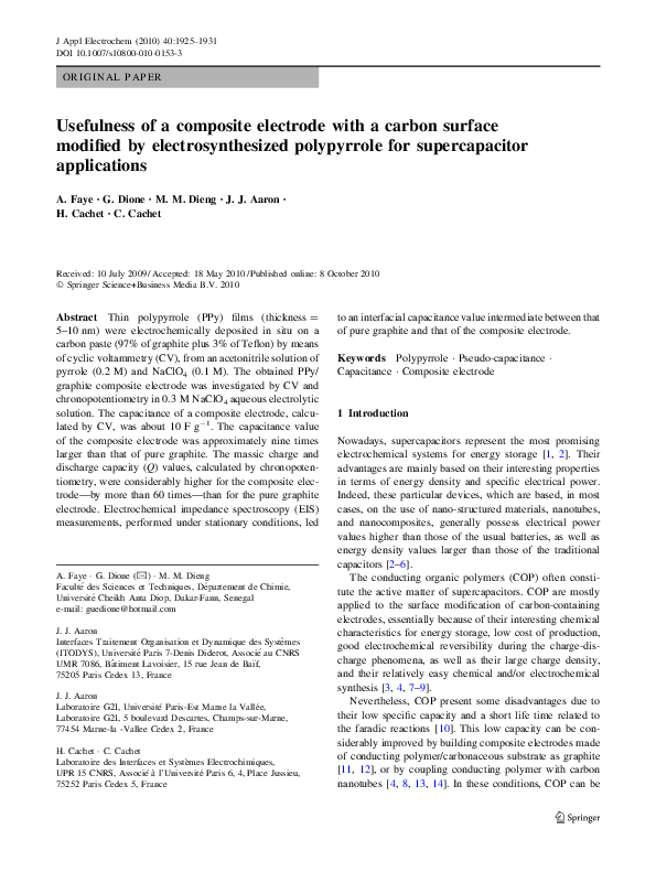 (PDF) Usefulness of a composite electrode with a carbon surface ...