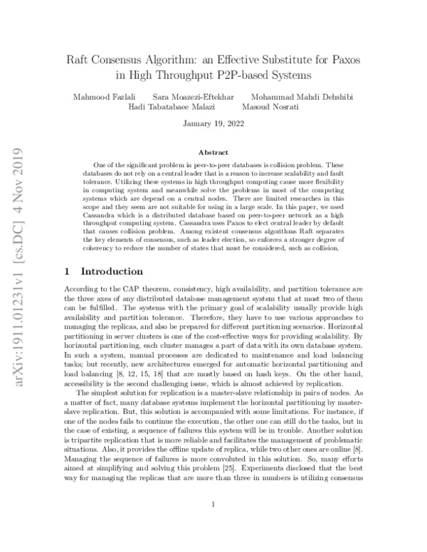 (PDF) Raft Consensus Algorithm: an Effective Substitute for Paxos in ...