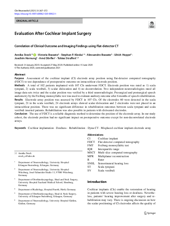 (PDF) Evaluation After Cochlear Implant Surgery
