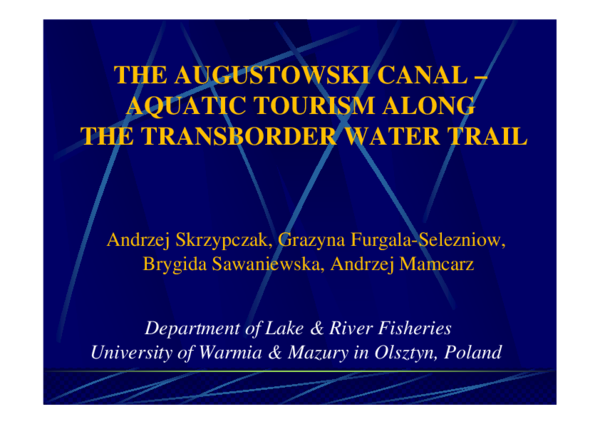 (PDF) The Augustowski Canal - Tourism Along the Transborder Water Trail ...