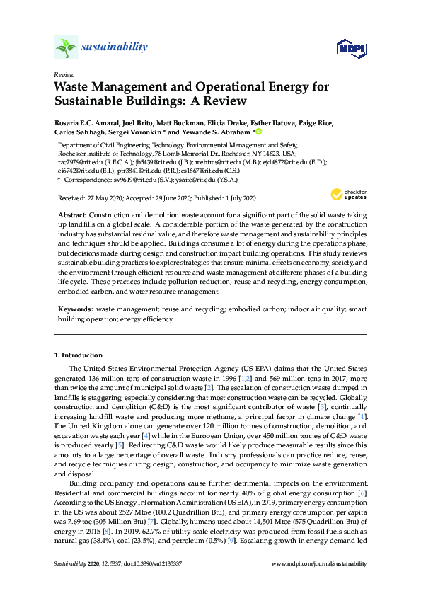 (PDF) Waste Management and Operational Energy for Sustainable Buildings ...
