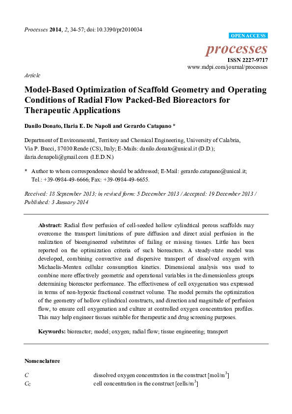 (PDF) Model-Based Optimization of Scaffold Geometry and Operating Conditions of Radial Flow ...