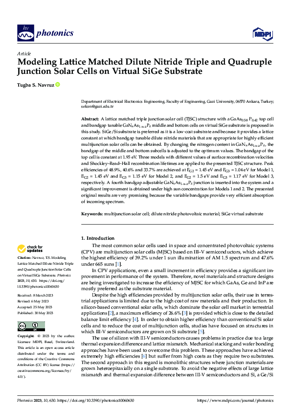 (PDF) Modeling Lattice Matched Dilute Nitride Triple and Quadruple ...