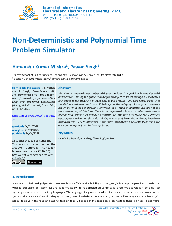 (PDF) NP-Complete Problem Simulation with Heuristics (PDF) NP-Complete Problem Simulation with Heuristics